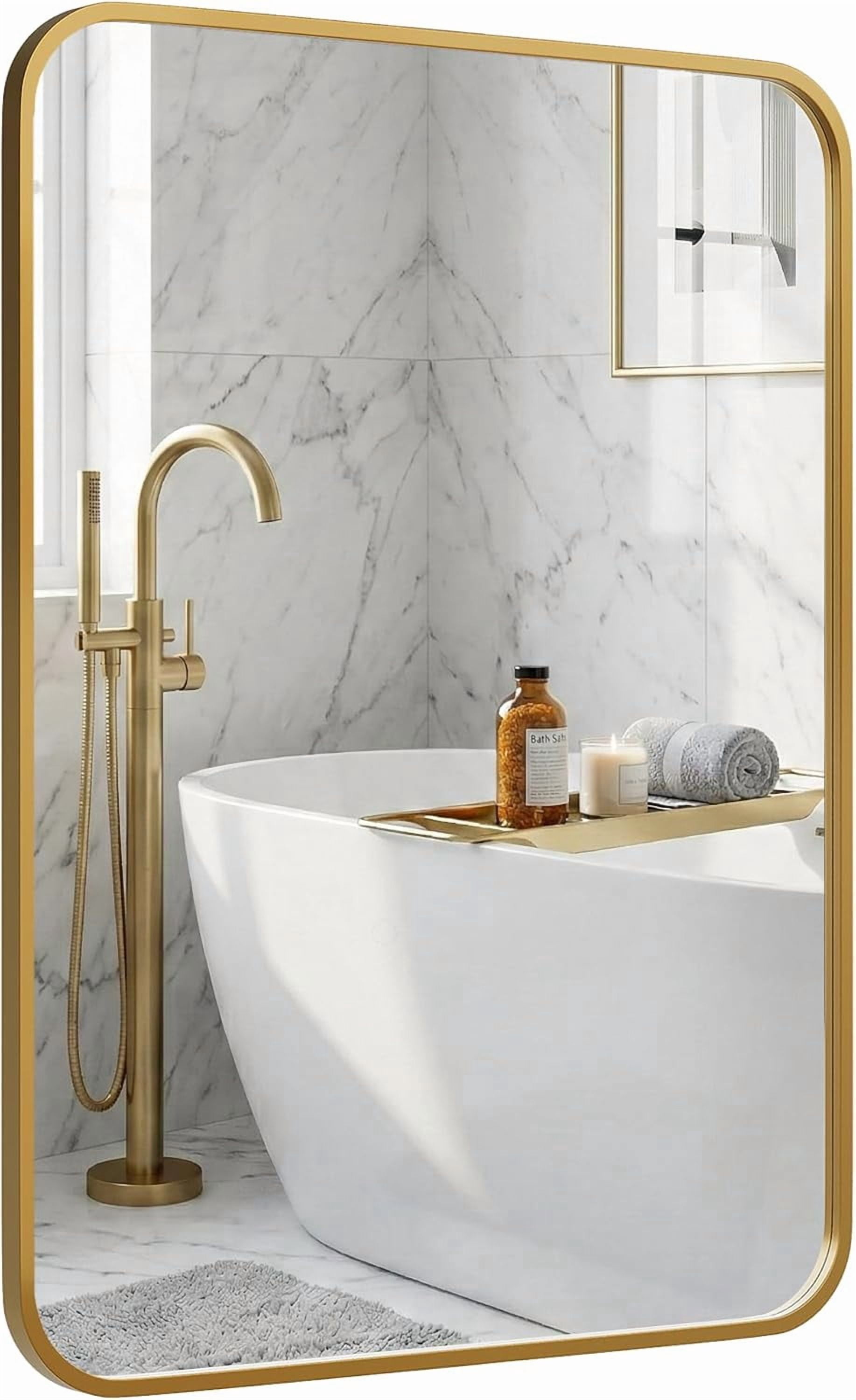 24x36 Inch Matte Gold Bathroom Vanity Mirrors | Flush Mount Deep Set ...