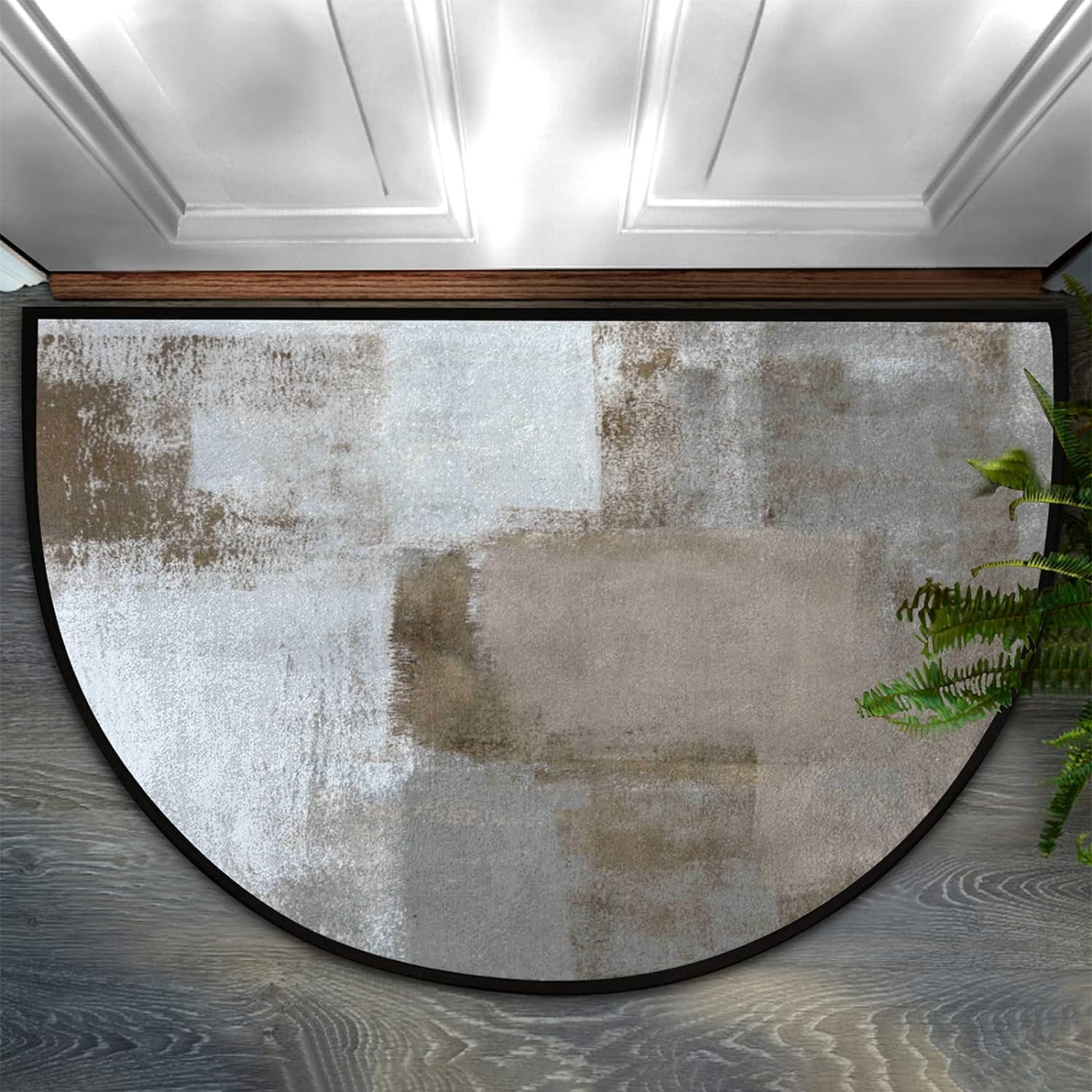 24x36 Inch Watercolor Grey White Texture Half Round Door Mat Indoor ...
