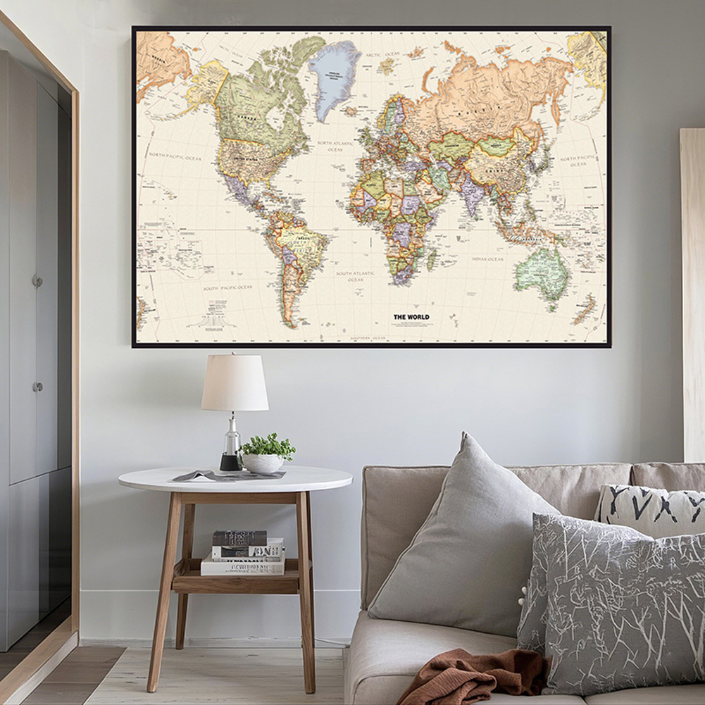 24x36 Inch World Wall Map - Homeschool Fabric for Family Command ...