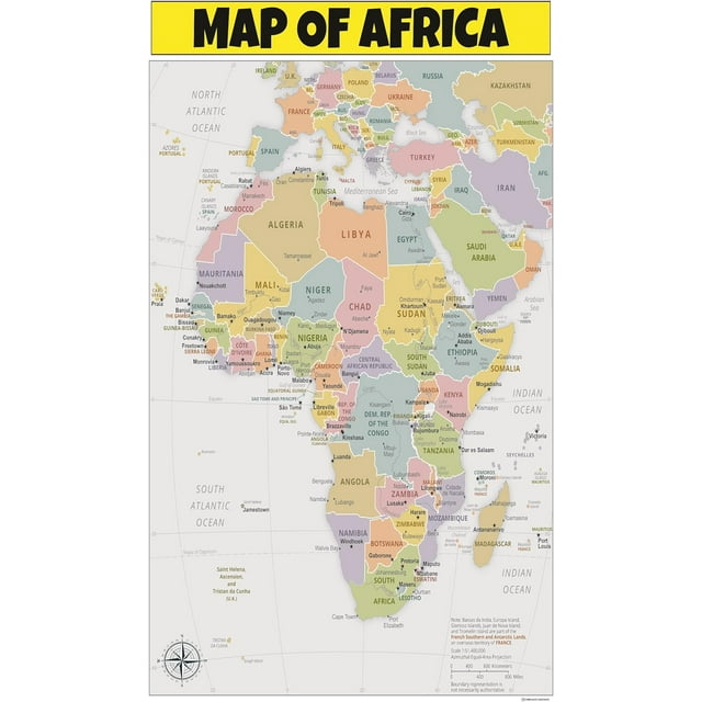 24x36 Map of Africa - Laminated Wall Map Poster Print Perfect for Classrooms and Homes - Vivid ...