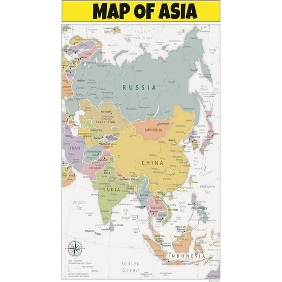 24x36 Map of Asia - Laminated Wall Map Poster Print Perfect for Classrooms and Homes - Vivid ...