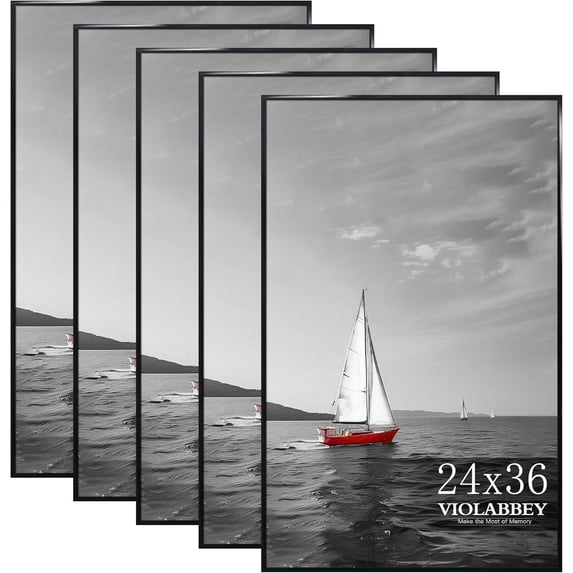 24x36 Poster Frame Set of 5, Black Picture Frames for Wall Mounting ...