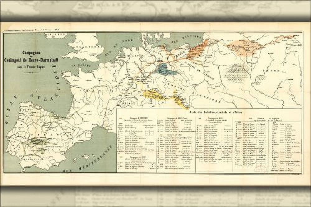 24x36 Poster; Map Of Napoleonic Wars In French; Napoleon; Antique ...