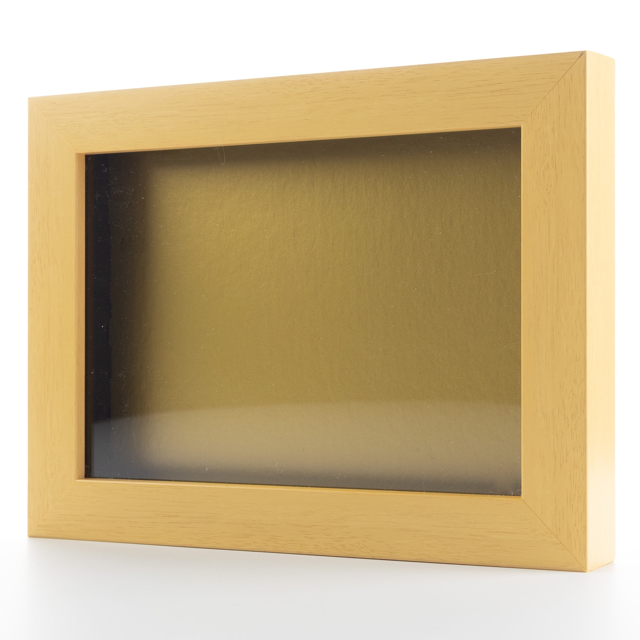 24x36 Shadow Box Frame Natural Real Wood with a Gold Acid-Free Backing ...