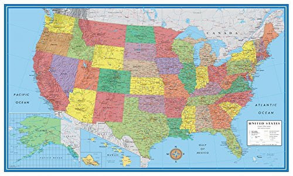 Swiftmaps USA Classic Elite Wall Map 24" x 36" Framed Poster - Walmart.com