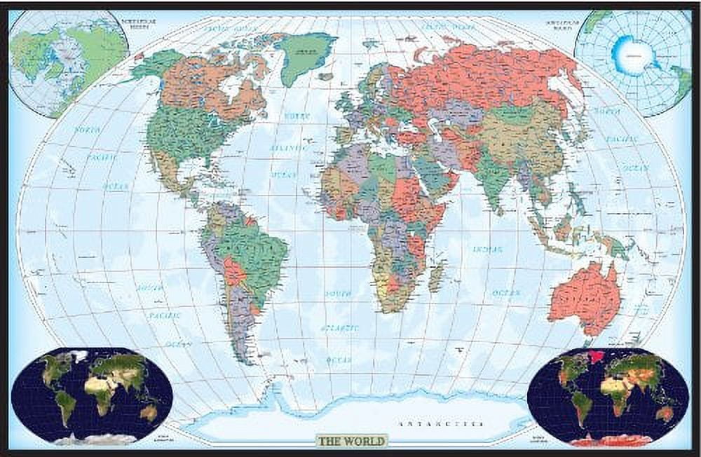 24x36 World Decorator Wall Map Poster Mural - Walmart.com
