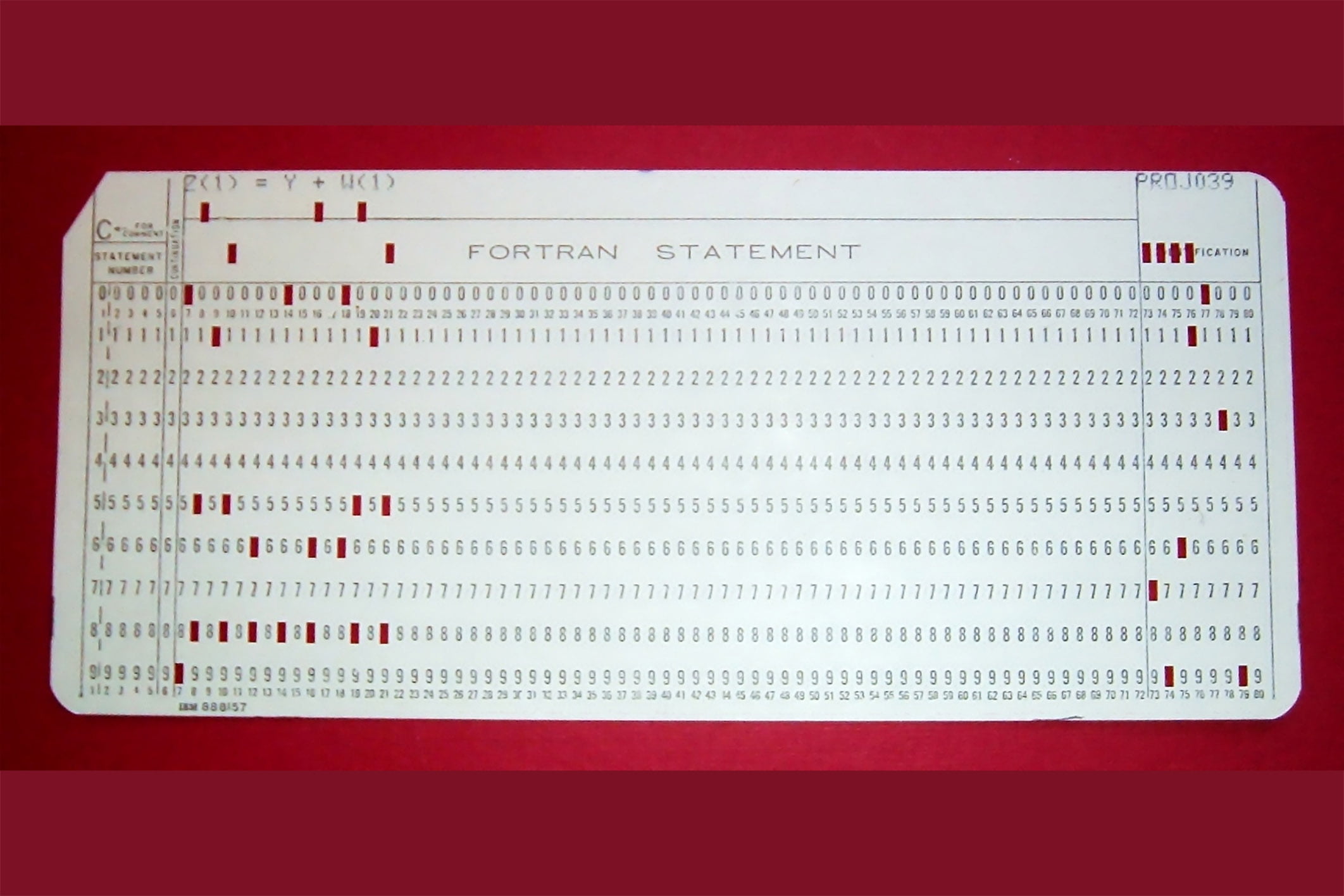 24x36 gallery poster, 1970s punched card containing one line from a ...