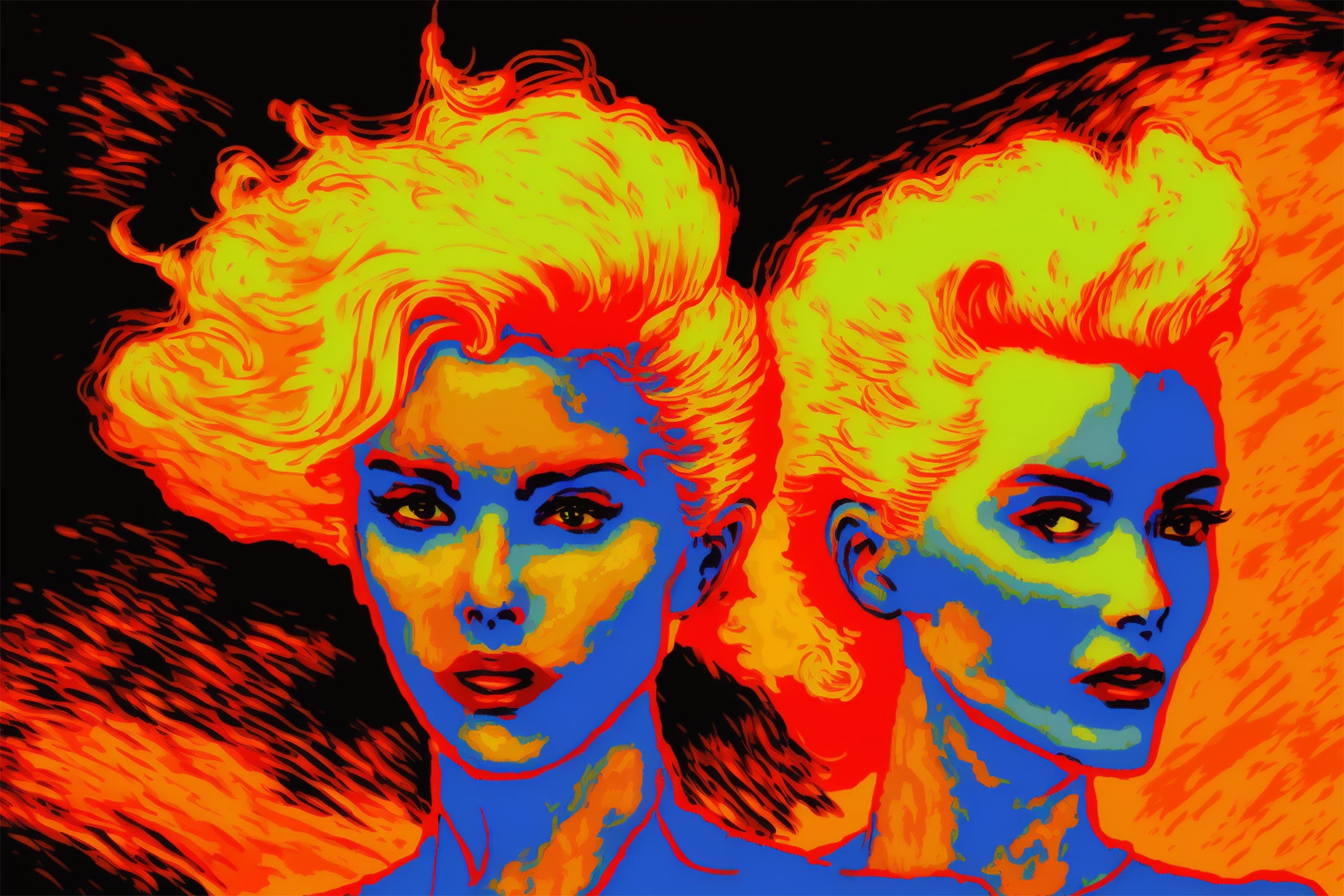24x36 gallery poster, 1980s neon Synth pop Girls New Wave Art - Walmart.com