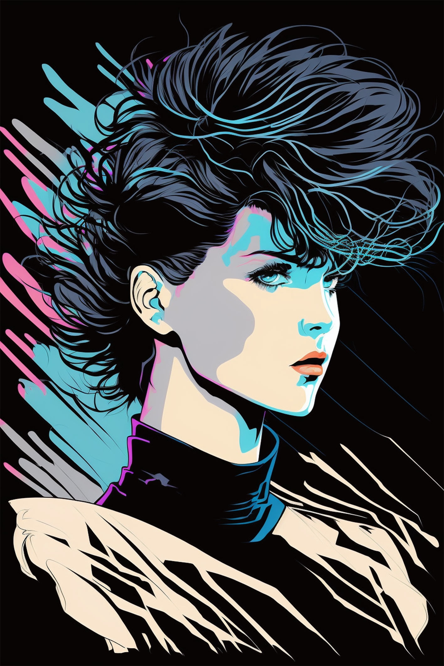 24x36 gallery poster, 1980s new wave synth pop girl salon art p10 ...
