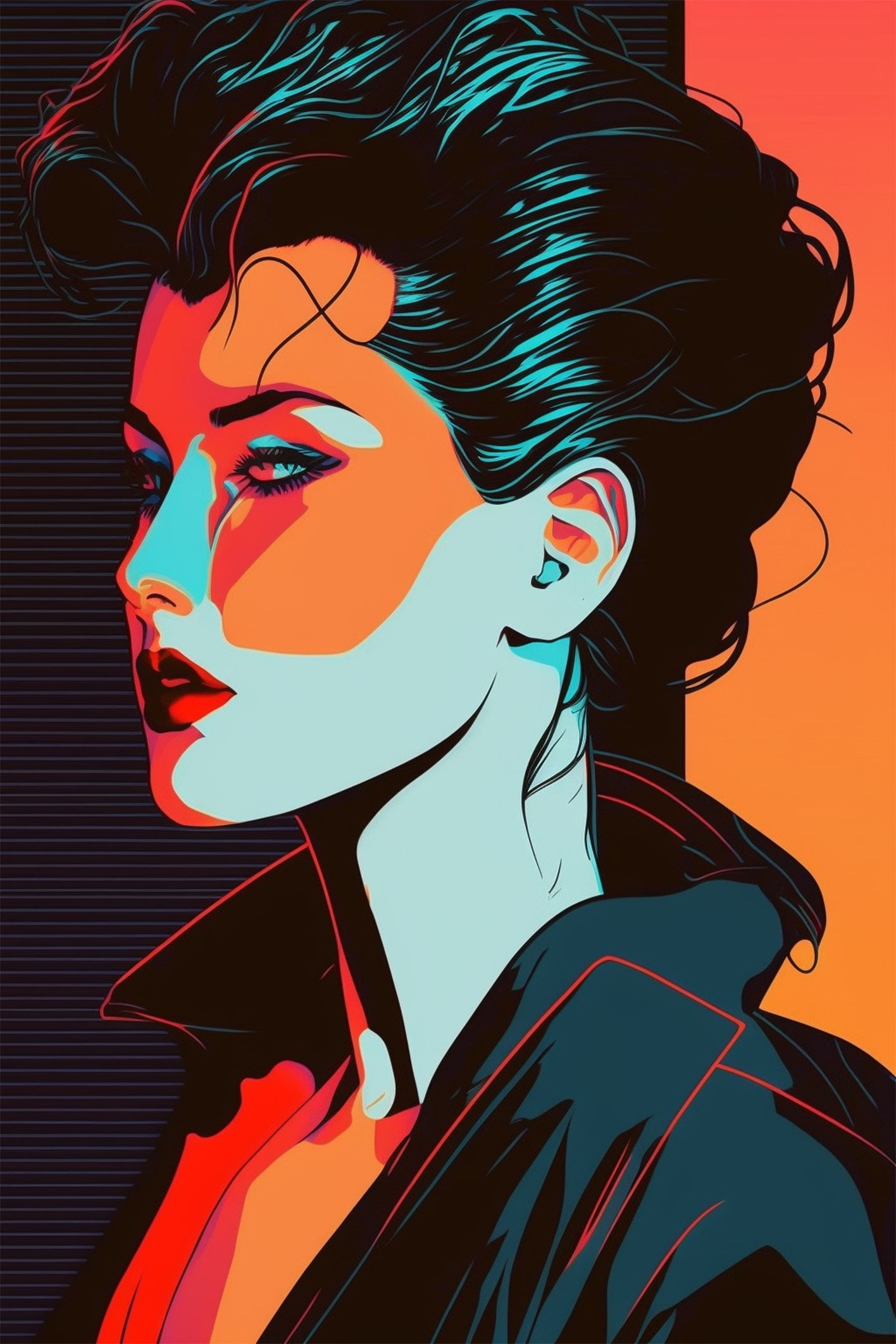 24x36 gallery poster, 1980s new wave synth pop girl salon art p14 ...