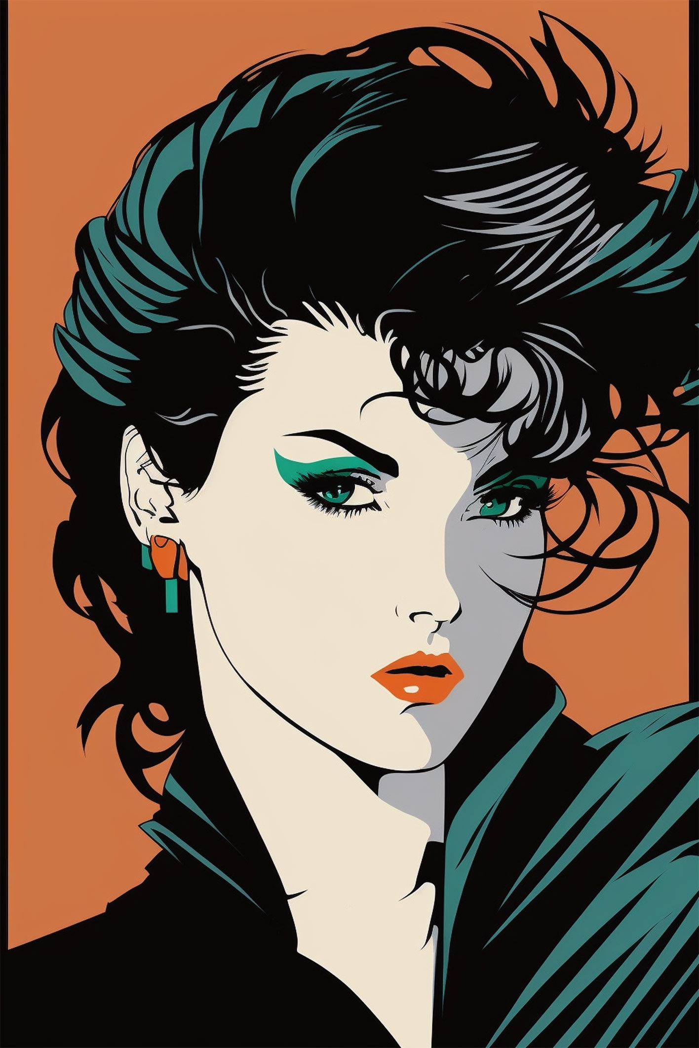 24x36 gallery poster, 1980s new wave synth pop girl salon art p2 ...