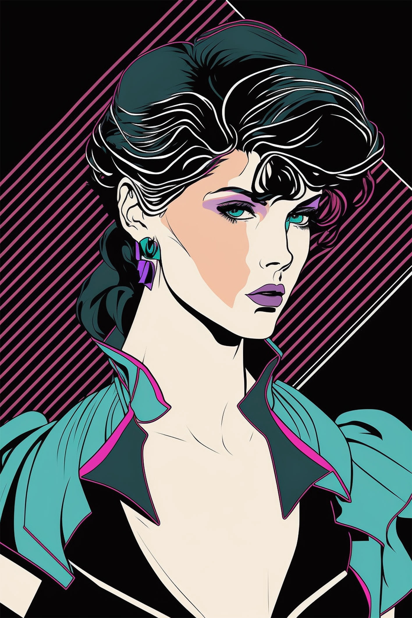 24x36 gallery poster, 1980s new wave synth pop girl salon art p3 ...