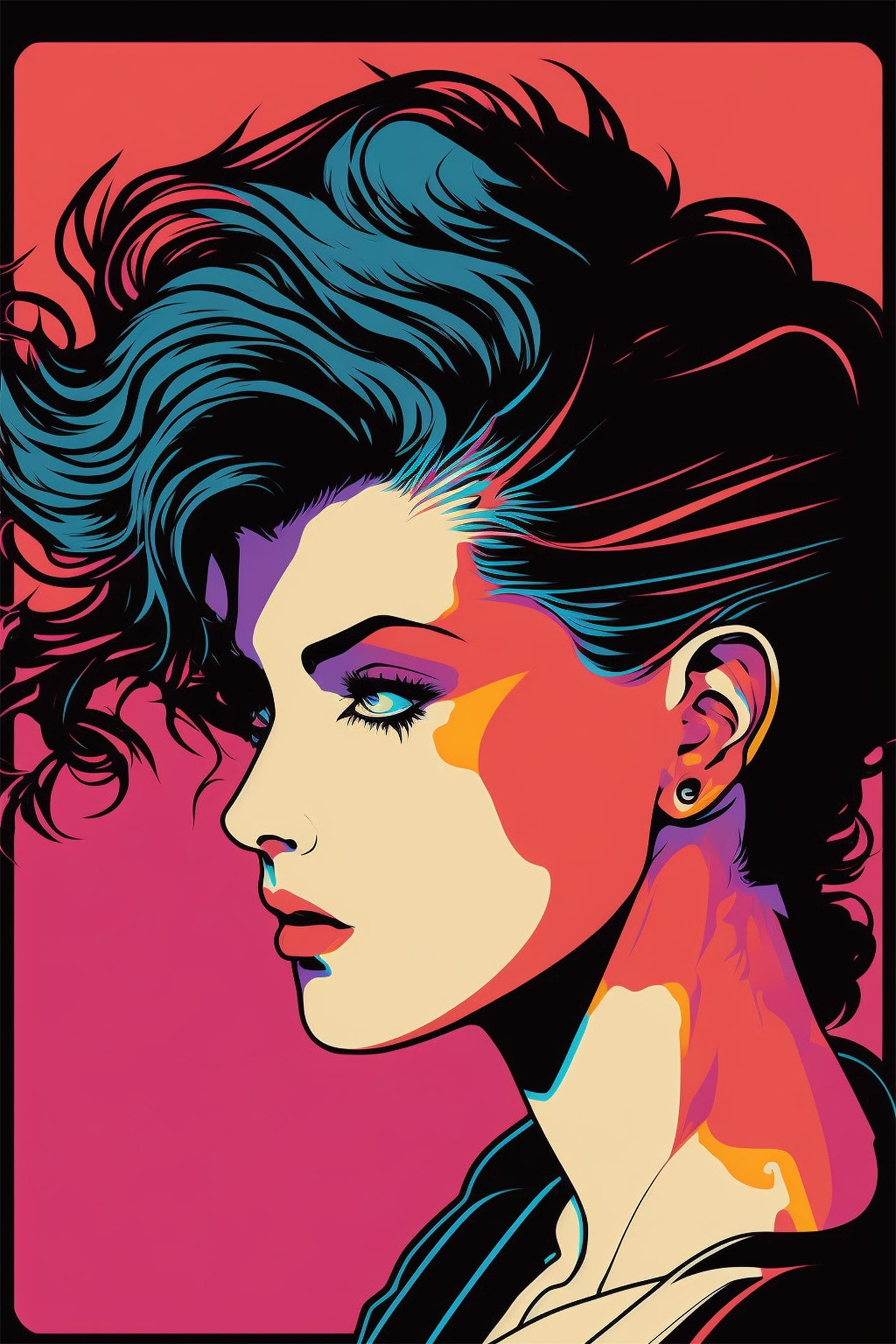 24x36 gallery poster, 1980s new wave synth pop girl salon art p5 ...