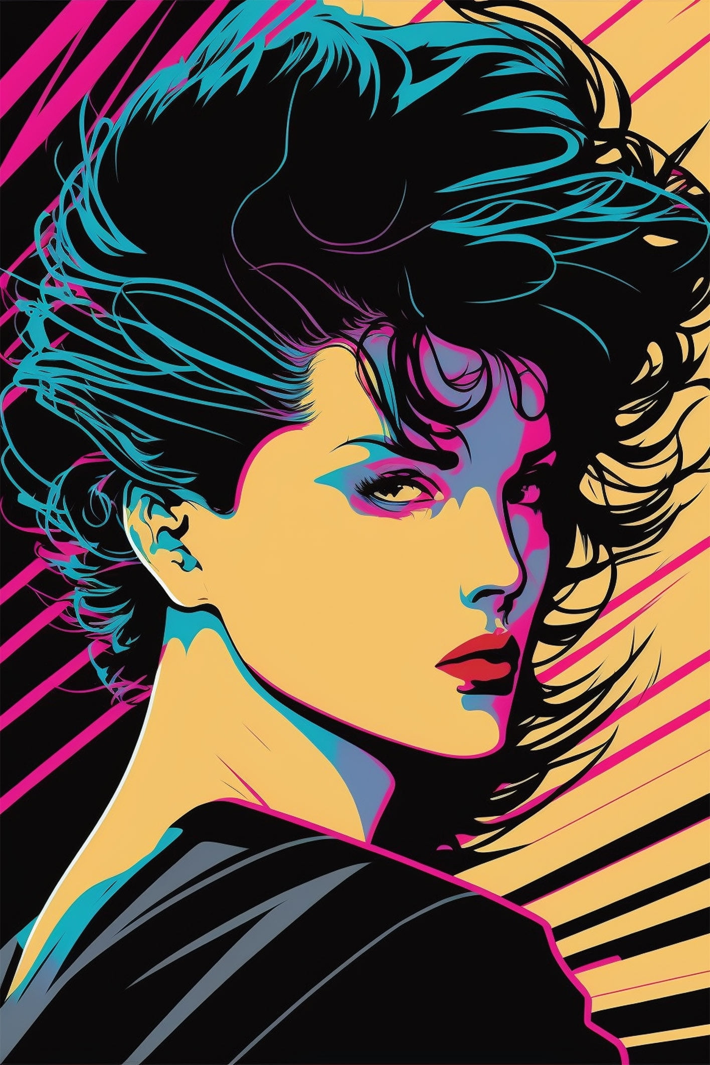 24x36 gallery poster, 1980s new wave synth pop girl salon art p9 ...