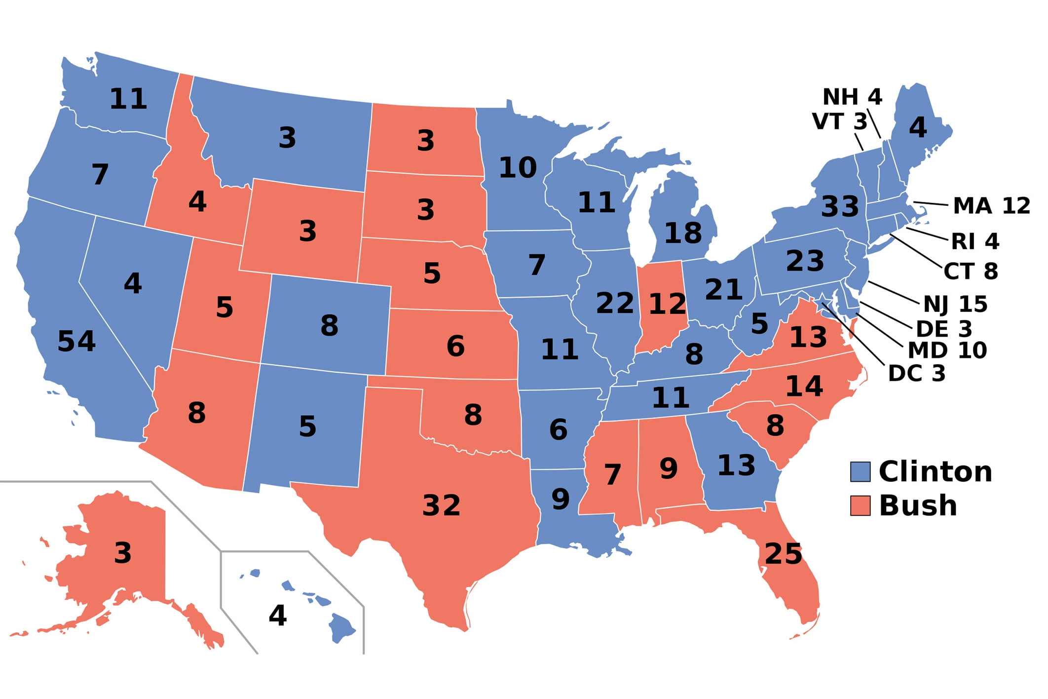 24x36 gallery poster, 1992 Presidential election electoral vote results ...