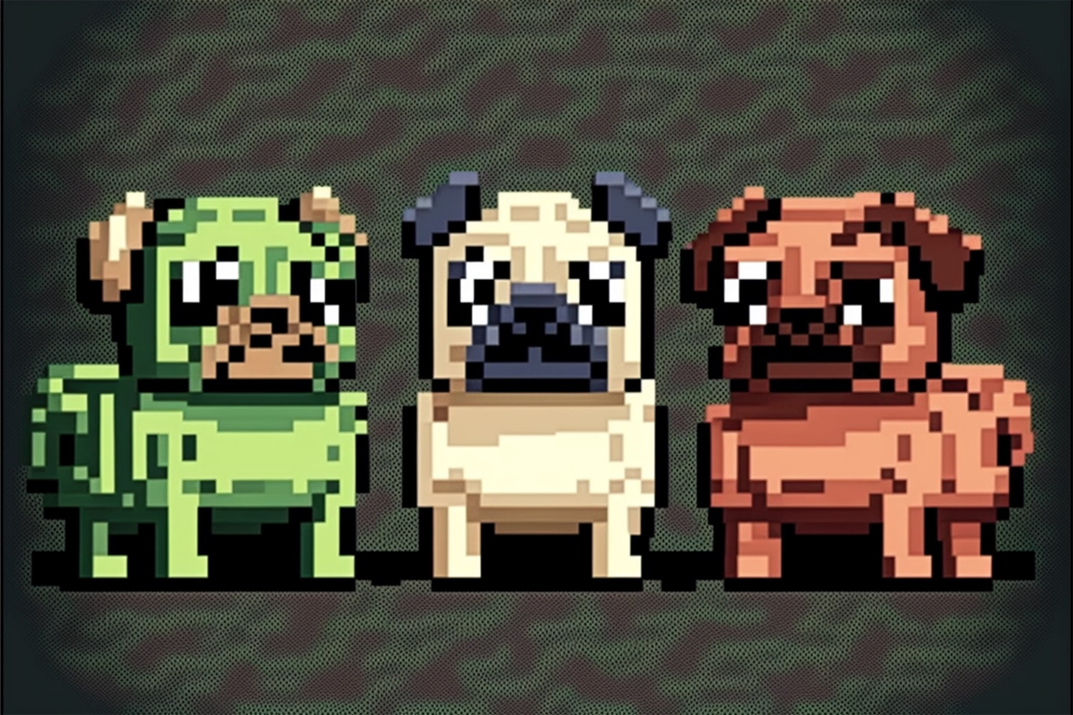 24x36 gallery poster, 8bit Pugs p2 - Walmart.com