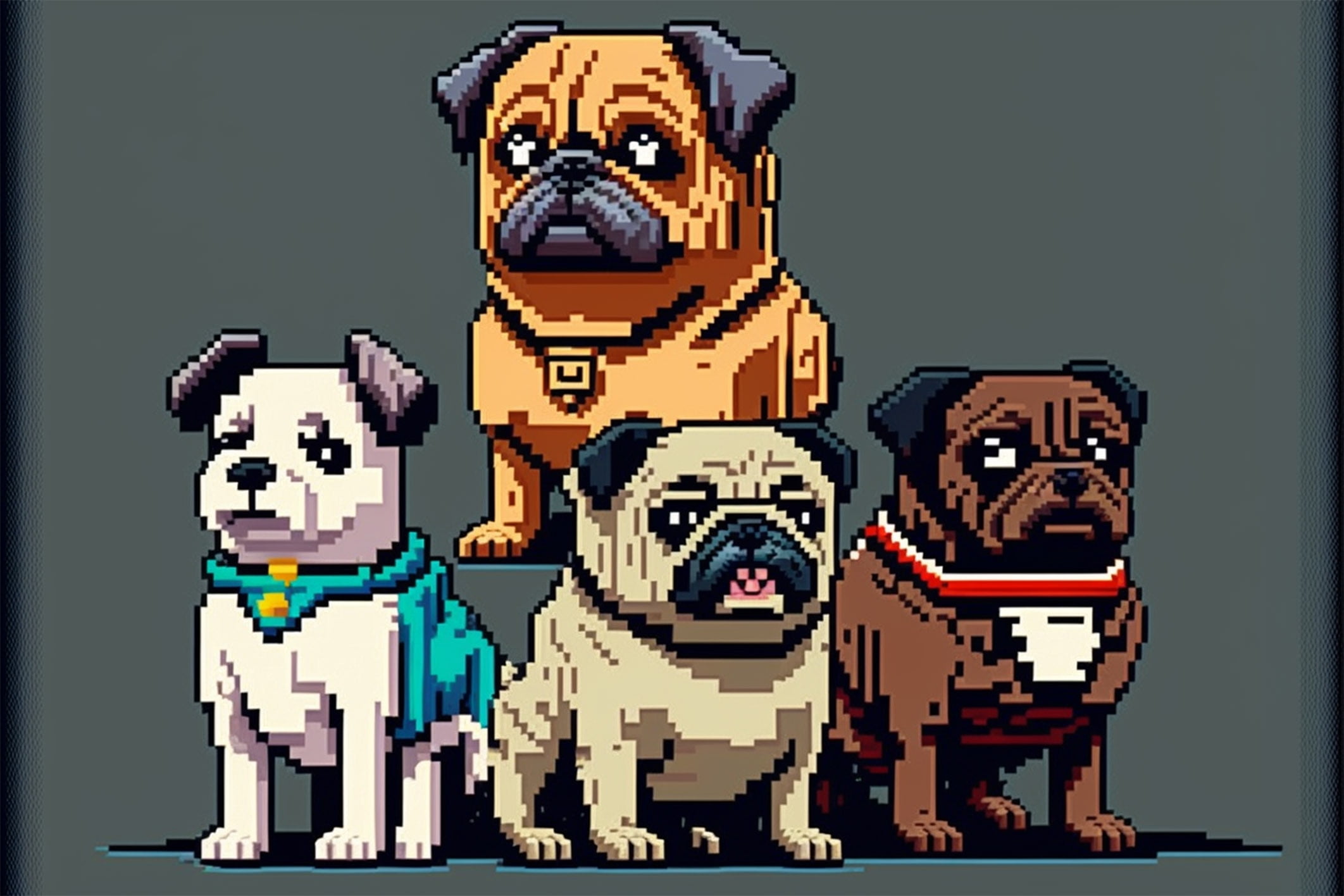 24x36 gallery poster, 8bit Pugs p3 - Walmart.com