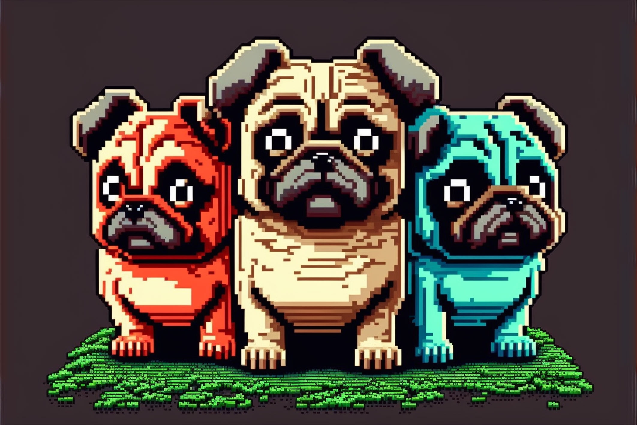 24x36 gallery poster, 8bit pug p6 - Walmart.com