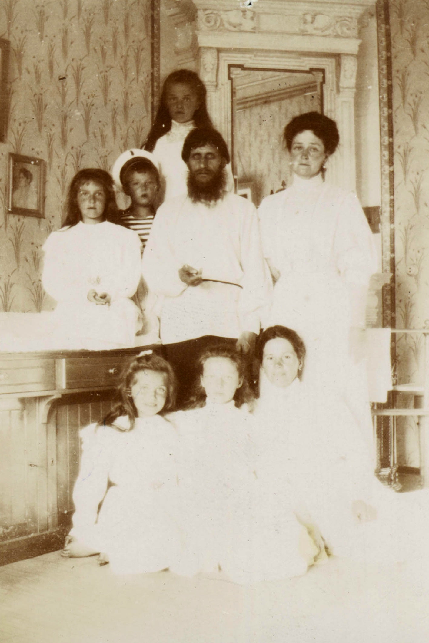24x36 gallery poster, Alexandra Feodorovna with Rasputin, her children ...