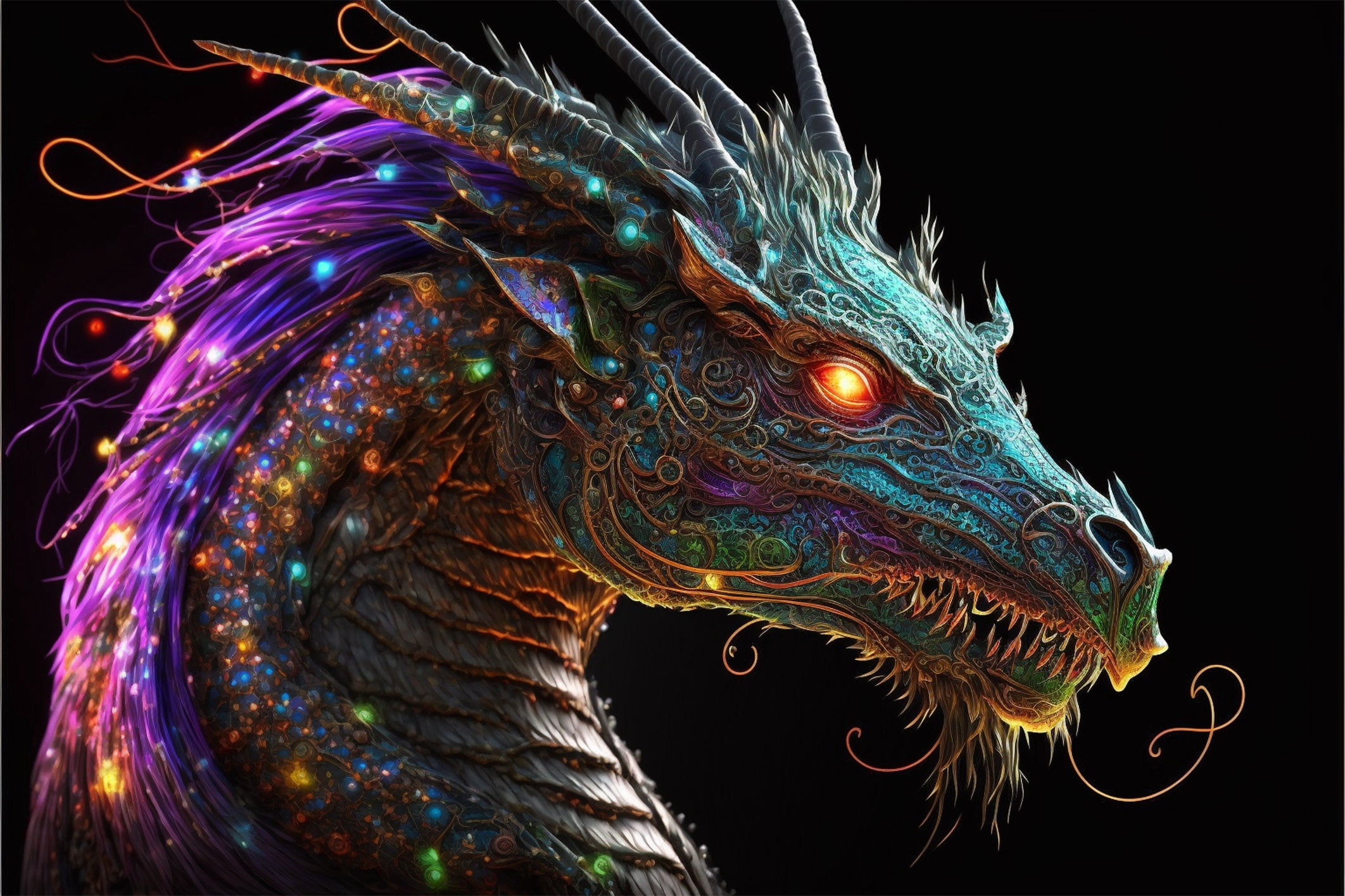 24x36 gallery poster, Cyberdelic Dragon p2 - Walmart.com