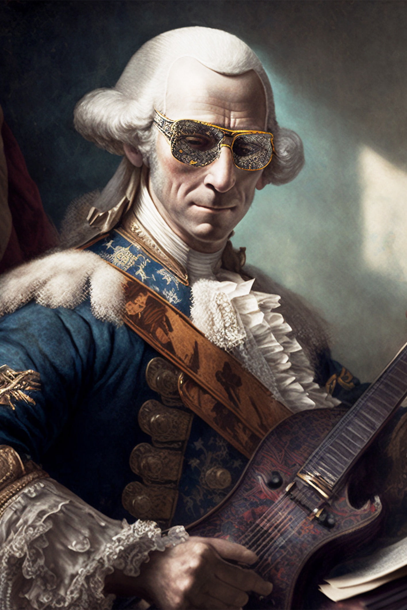 24x36 gallery poster, George Washington Playing Electric Guitar p2 ...