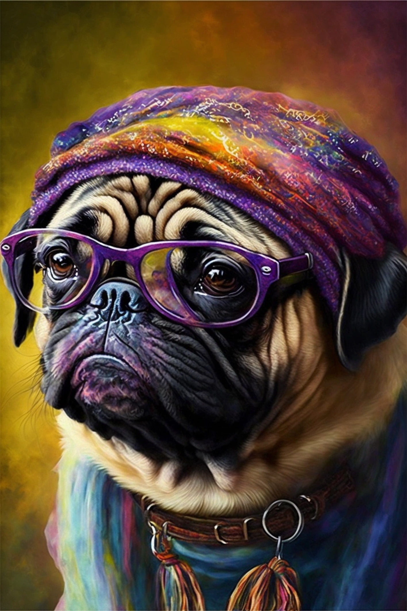 24x36 gallery poster, Hippie Pug p2 - Walmart.com