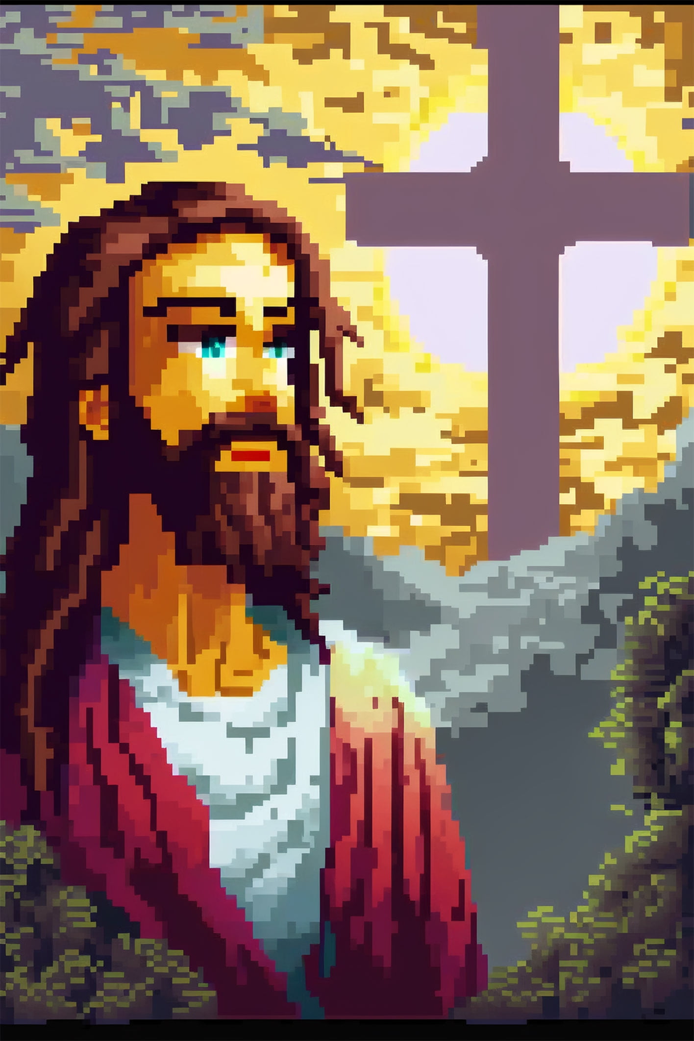 24x36 gallery poster, Jesus Christ 8 bit graphics p13 - Walmart.com