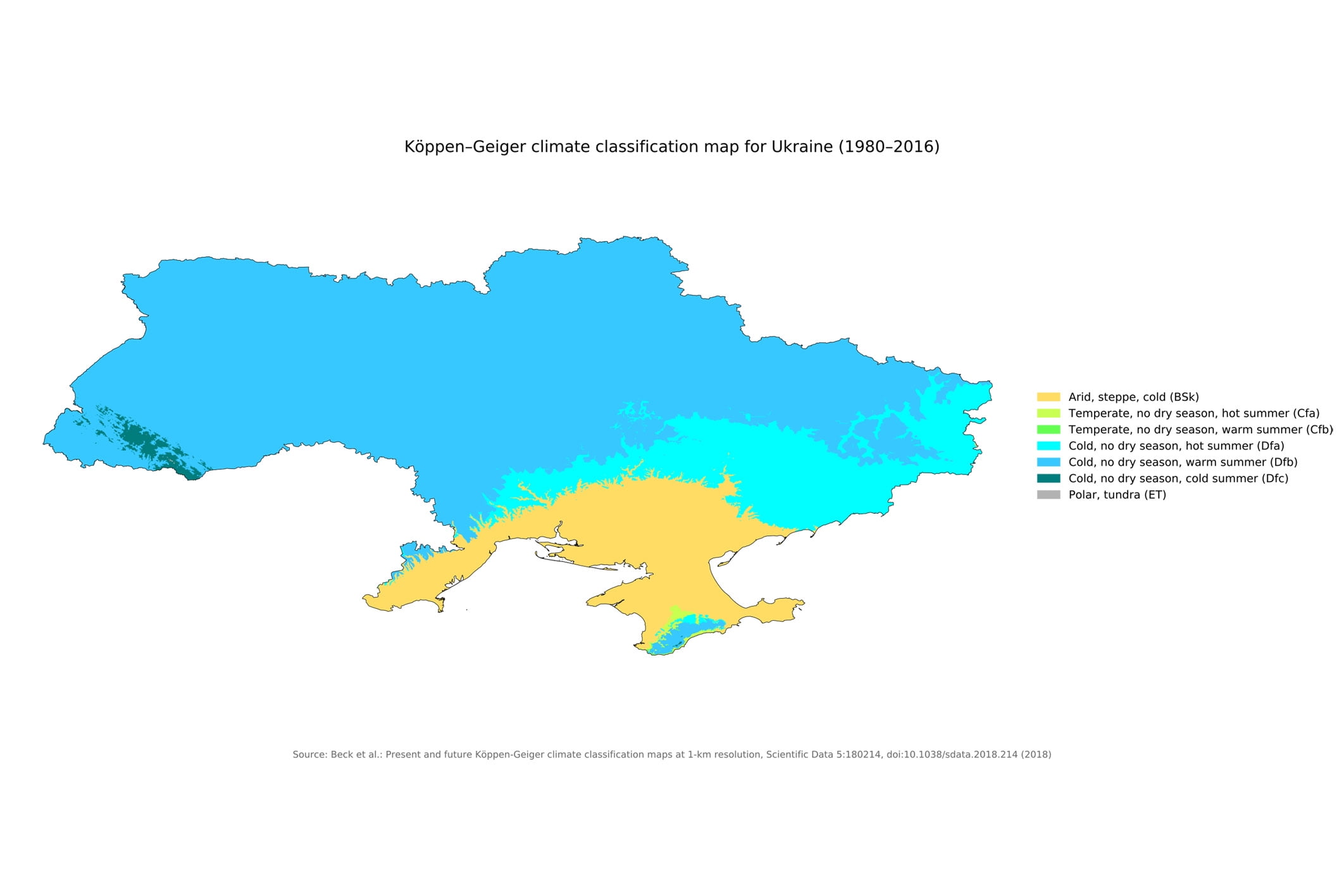 24x36 gallery poster, Koppen climate classification map of Ukraine ...
