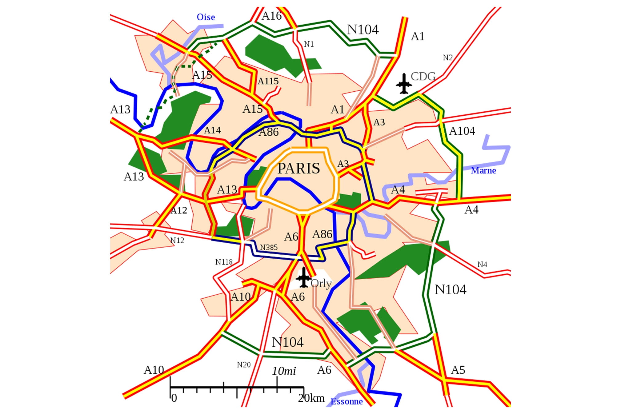24x36 gallery poster, Map Ring roads of Paris - Walmart.com