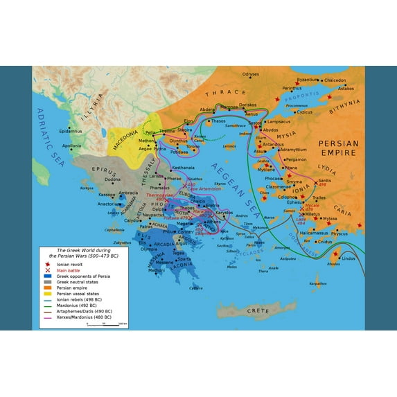 24x36 gallery poster, Map showing events of the first phases of the ...