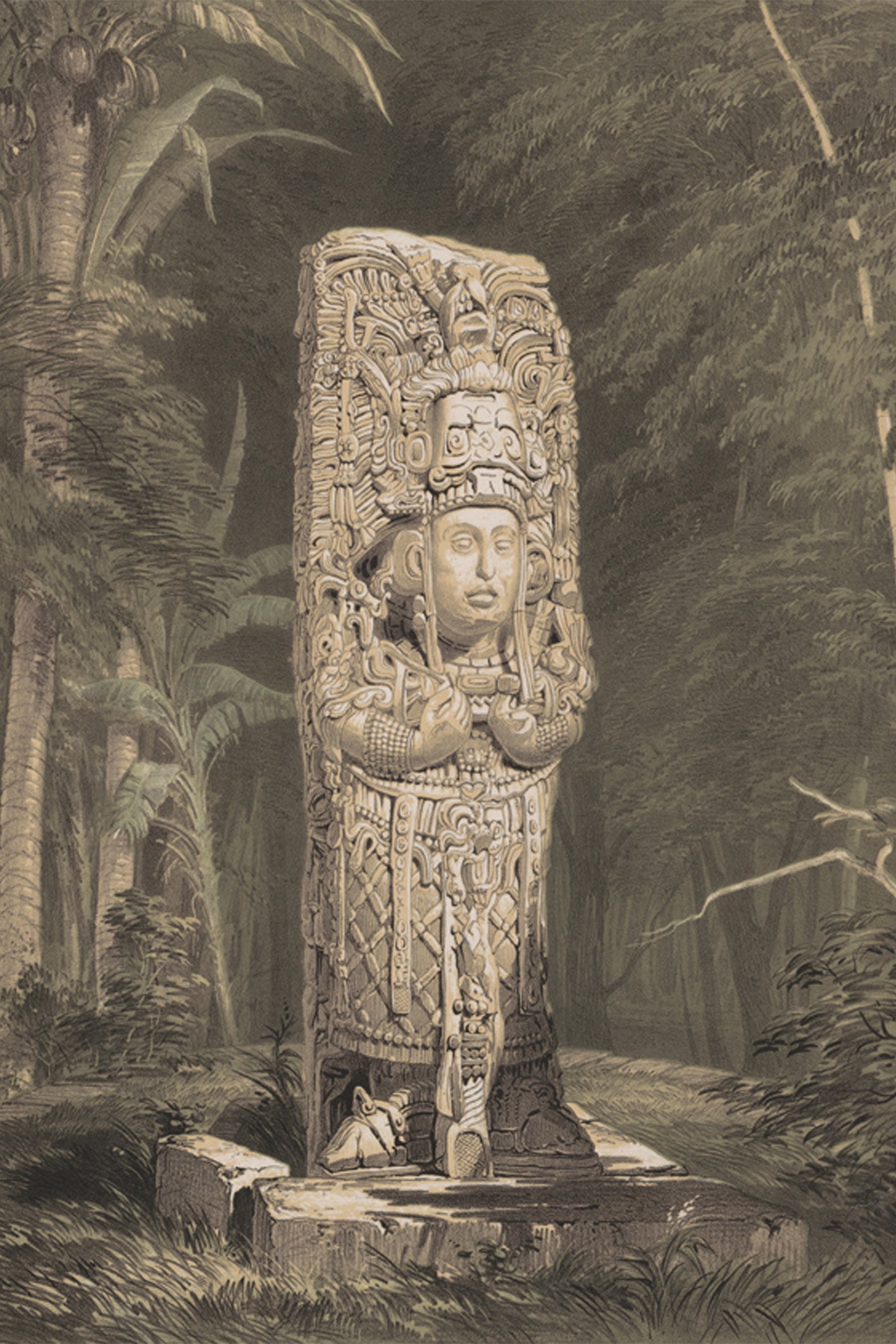 24x36 gallery poster, Mayan statue Stela D. Copan (1844) - Walmart.com