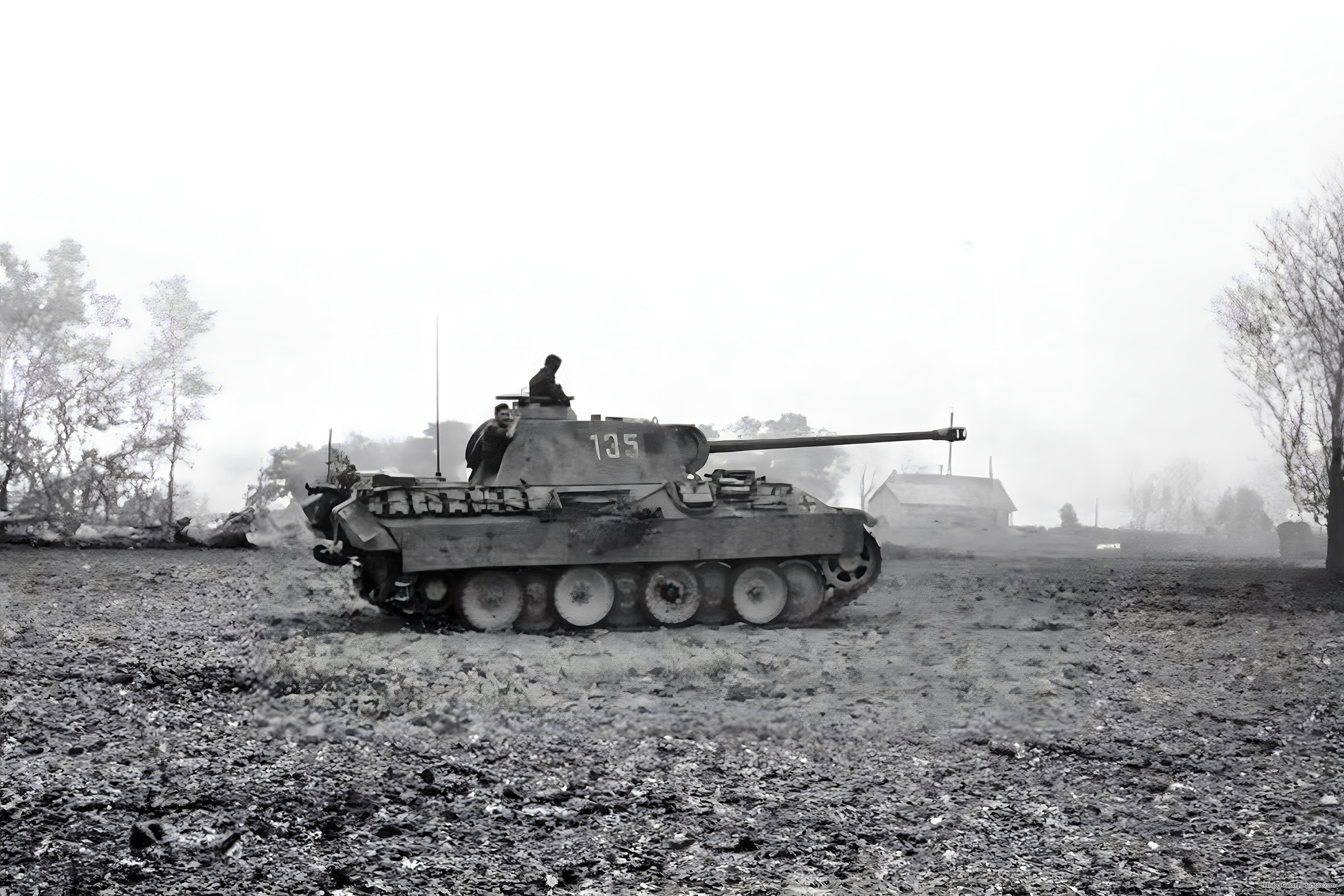 24x36 gallery poster, Panther tank with full Schurzen spaced armour ...