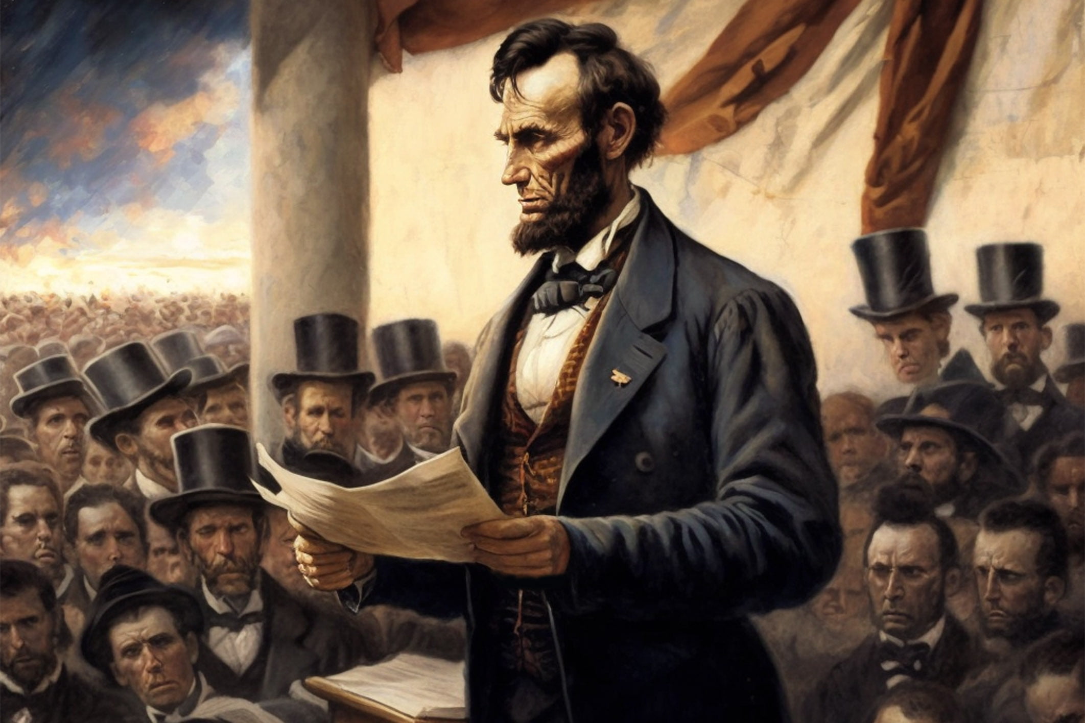 24x36 gallery poster, President Abraham Lincoln giving Gettysburg ...
