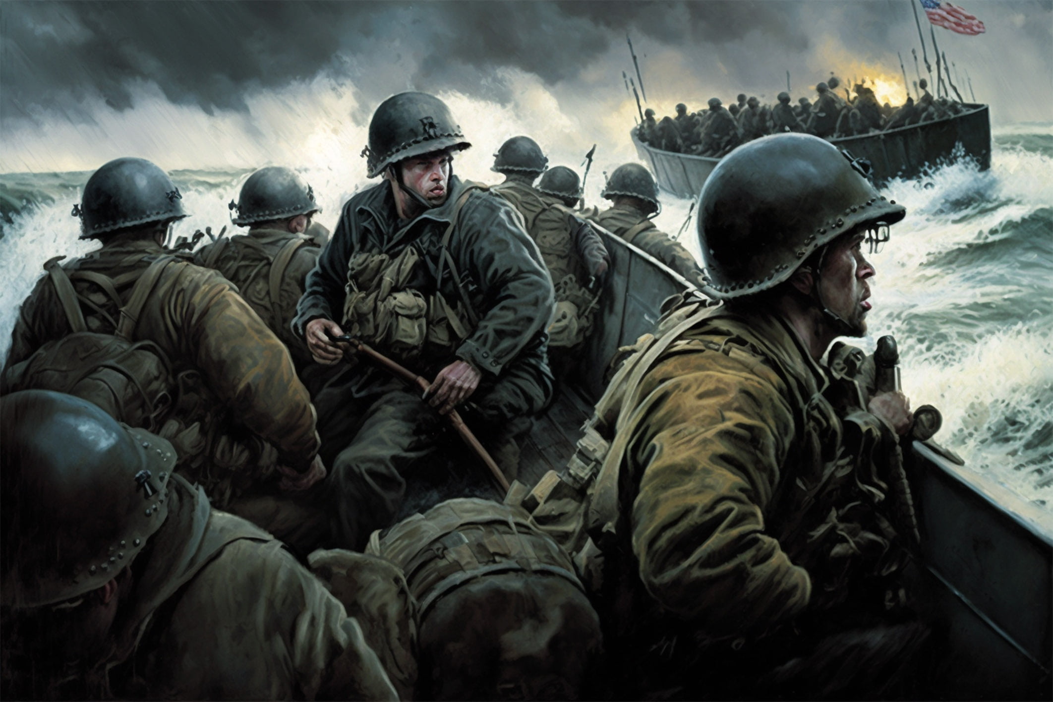 24x36 gallery poster, Soldiers landing on the shores of Normandy on D-Day - Walmart.com