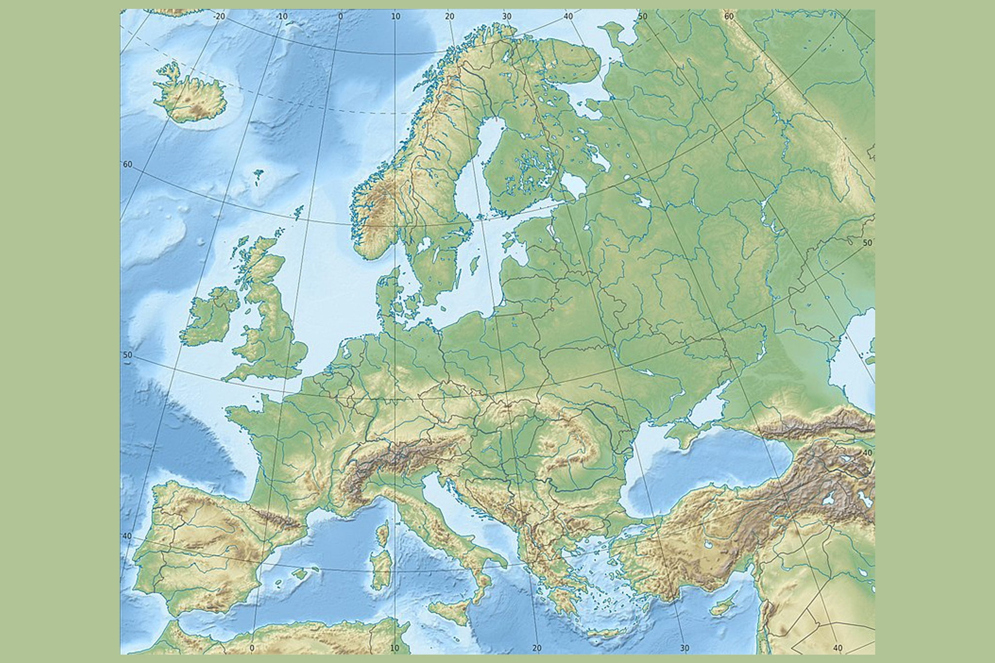 24x36 gallery poster, Topographic Map of Europe - Walmart.com