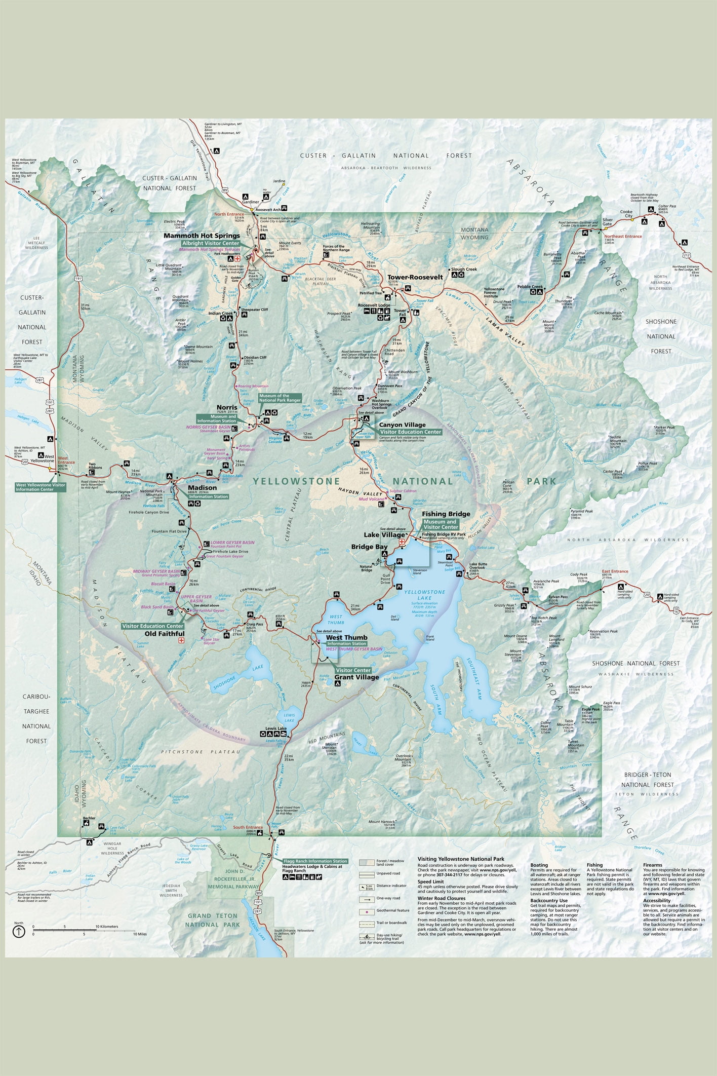 24x36 gallery poster, Yellowstone National Park map 2020 - Walmart.com
