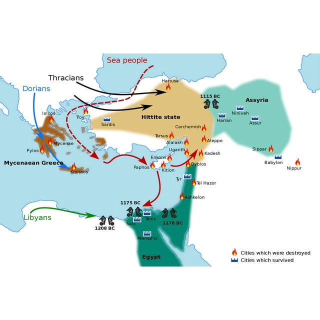 24x36 gallery poster, map of the Bronze Age collapse - Walmart.com