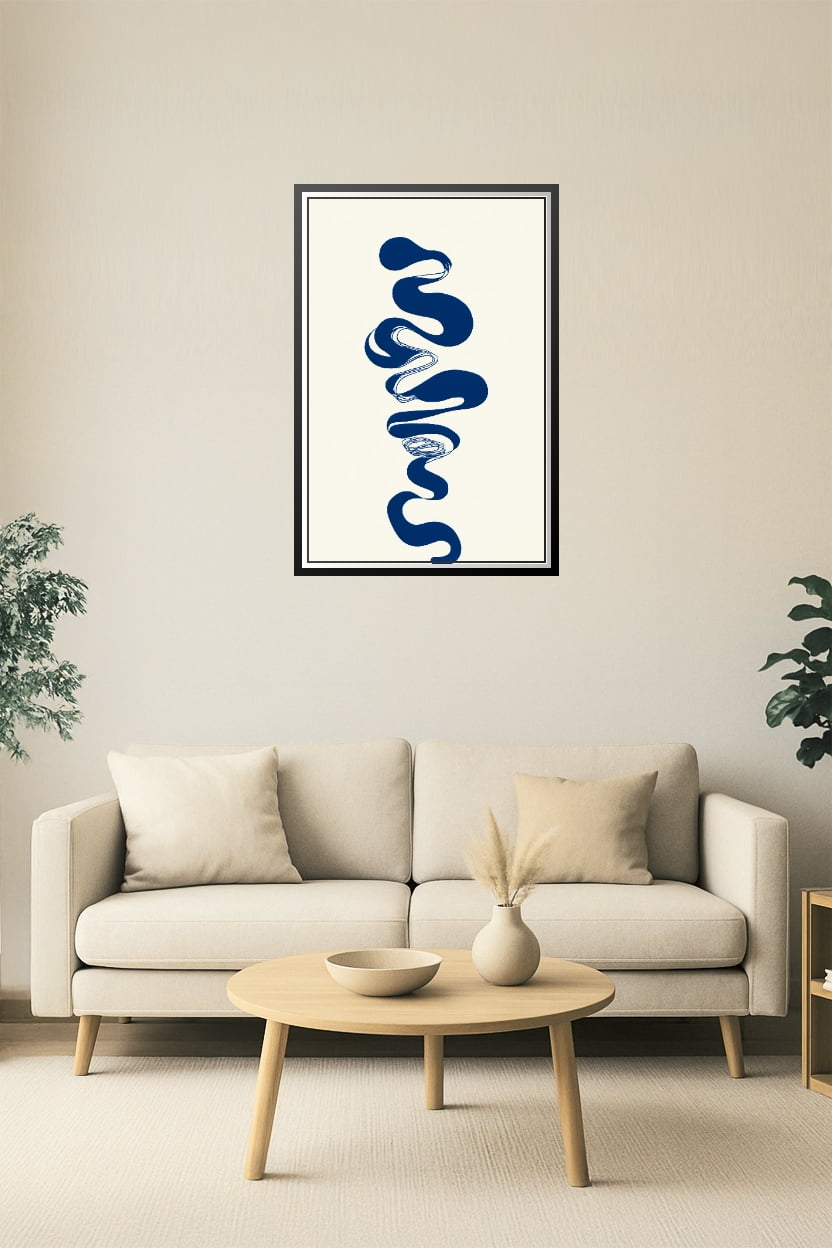 24x36in Poster Abstract Vertical Flow Poster – Minimalist Blue Organic ...