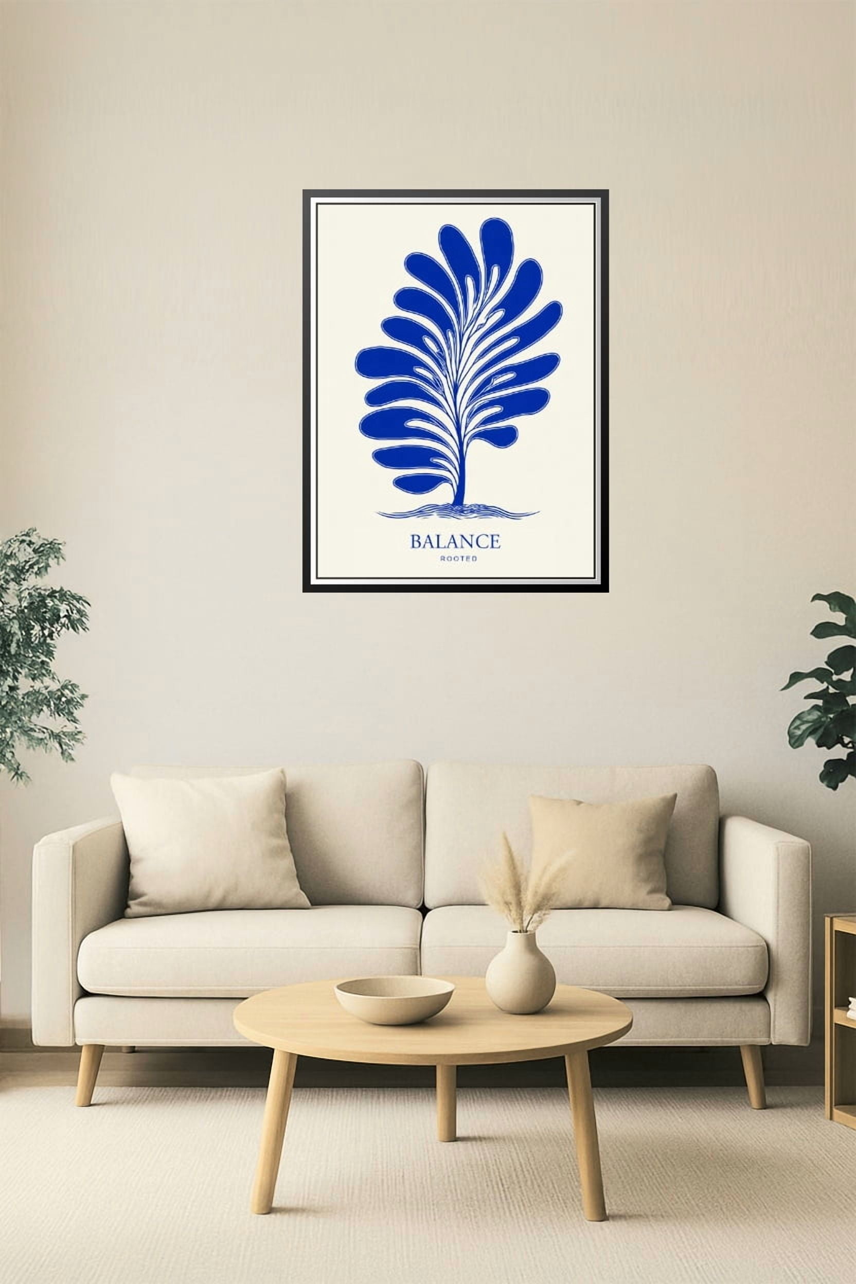 24x36in Poster Balance Rooted Abstract Tree Poster – Modern Blue ...