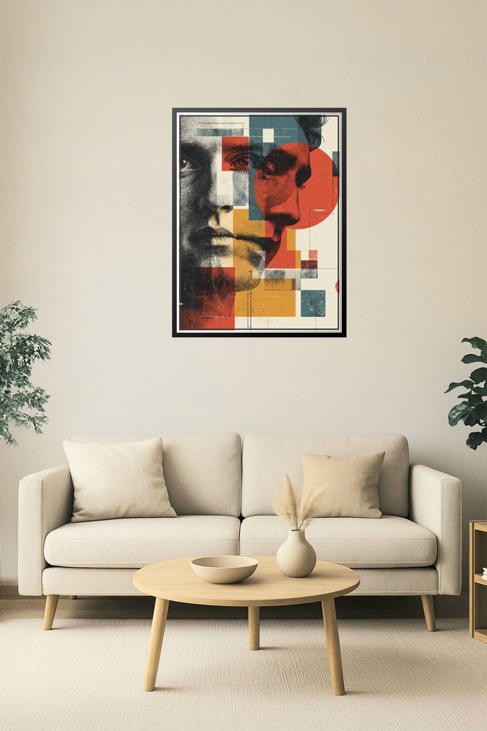 24x36in Poster Bauhaus Style Double Portrait – Abstract Geometric Face ...