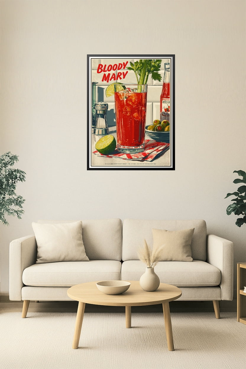 24x36in Poster Bloody Mary Cocktail Recipe Poster – Retro Bar Wall Art ...