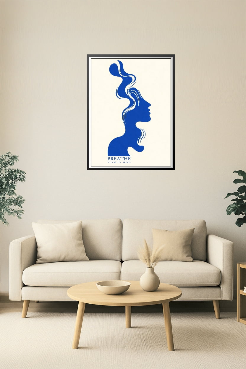 24x36in Poster Breathe Form of Mind Abstract Poster – Blue Silhouette ...