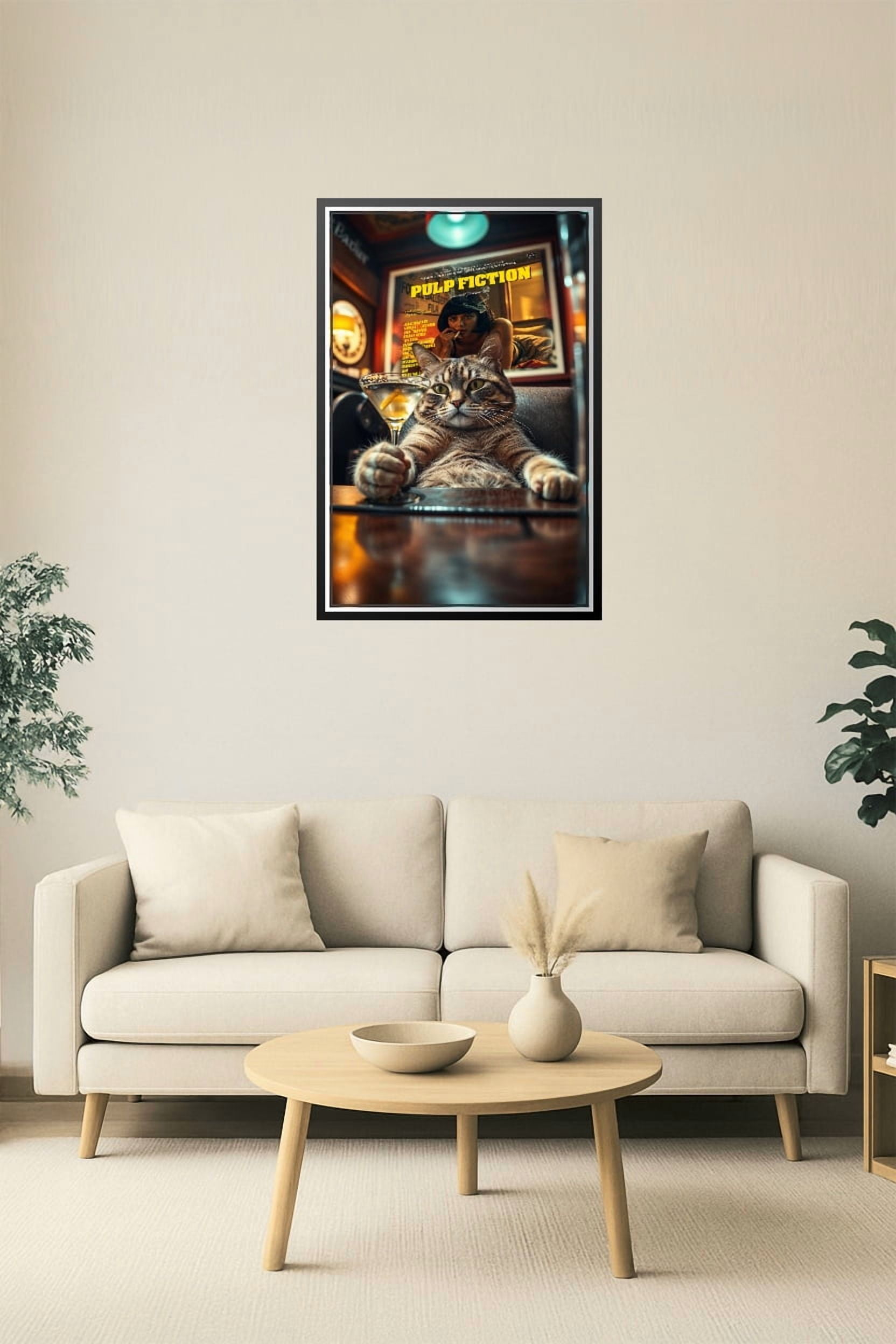 24x36in Poster Cool Cat with Martini & Pulp Fiction Poster – Funny Bar ...