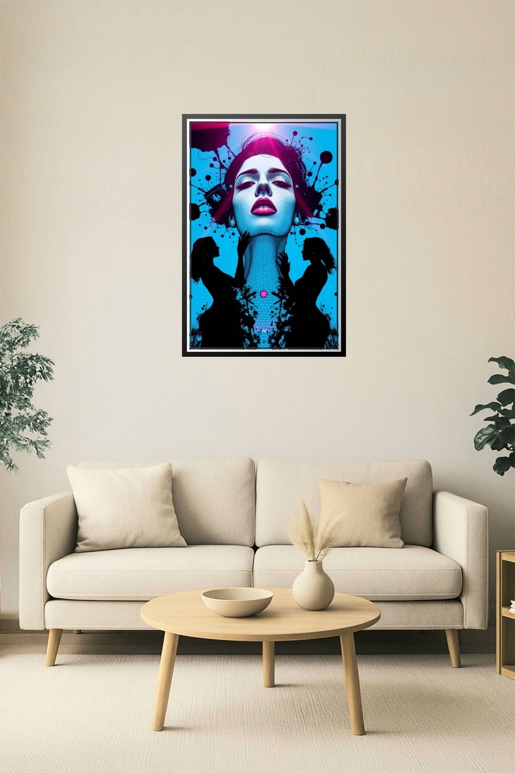 24x36in Poster Futuristic Surreal Nude Silhouettes – Infrared Blue ...
