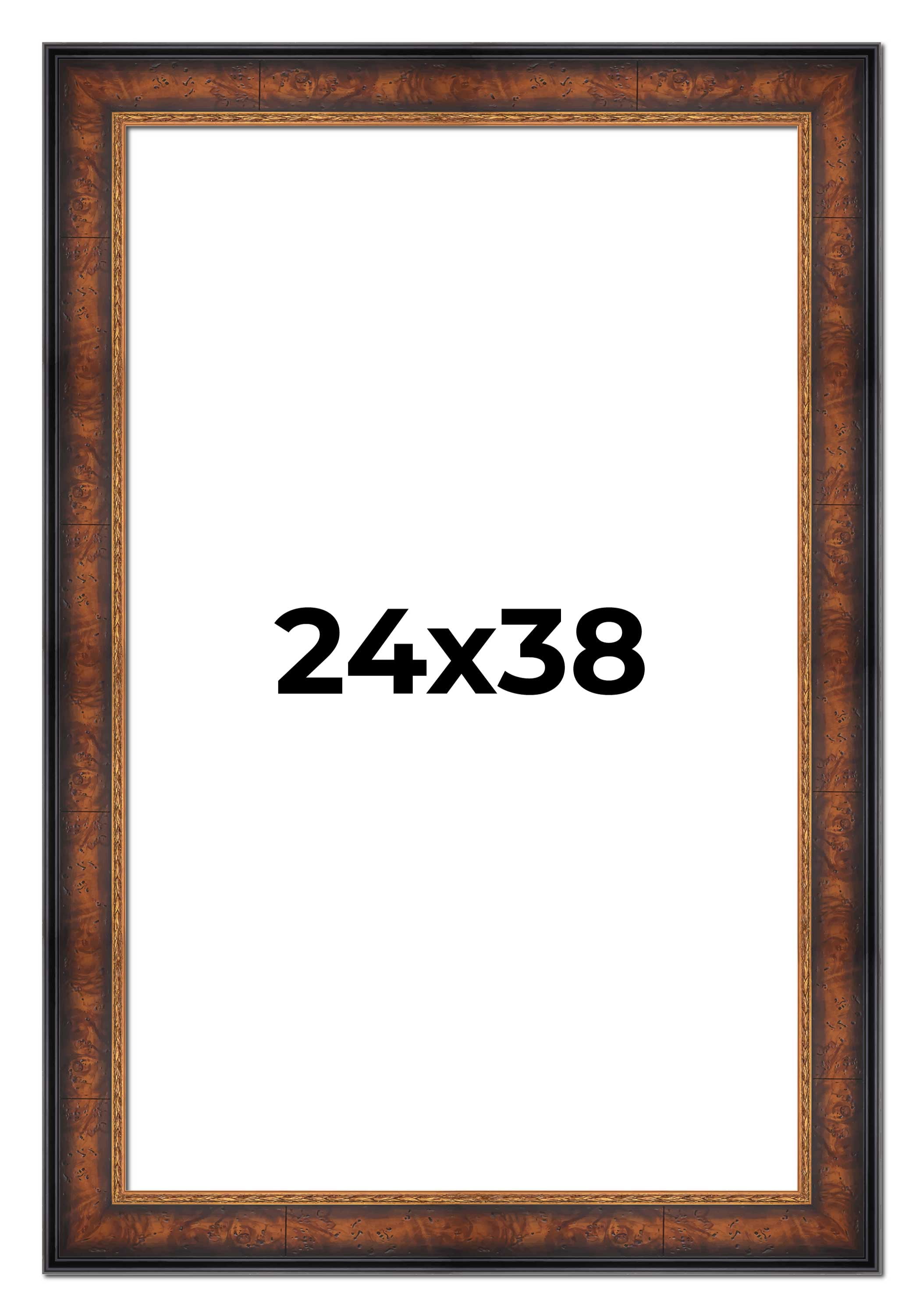 24x38 Frame Brown Walnut Gold Ornate Trim Solid Wood Plein Air Picture ...