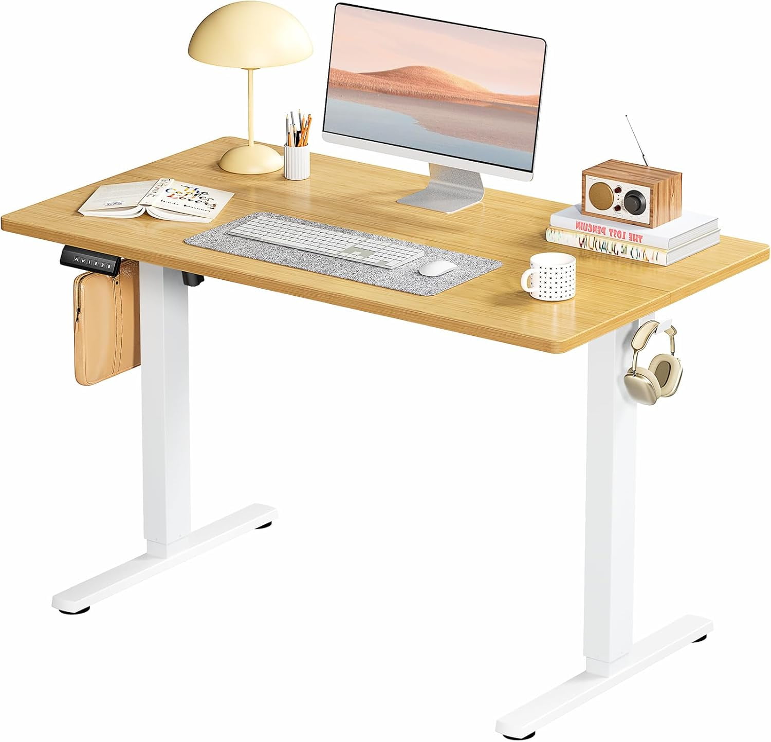 24x40 Inches Sit Stand Home Office Desk with Cable Management ...