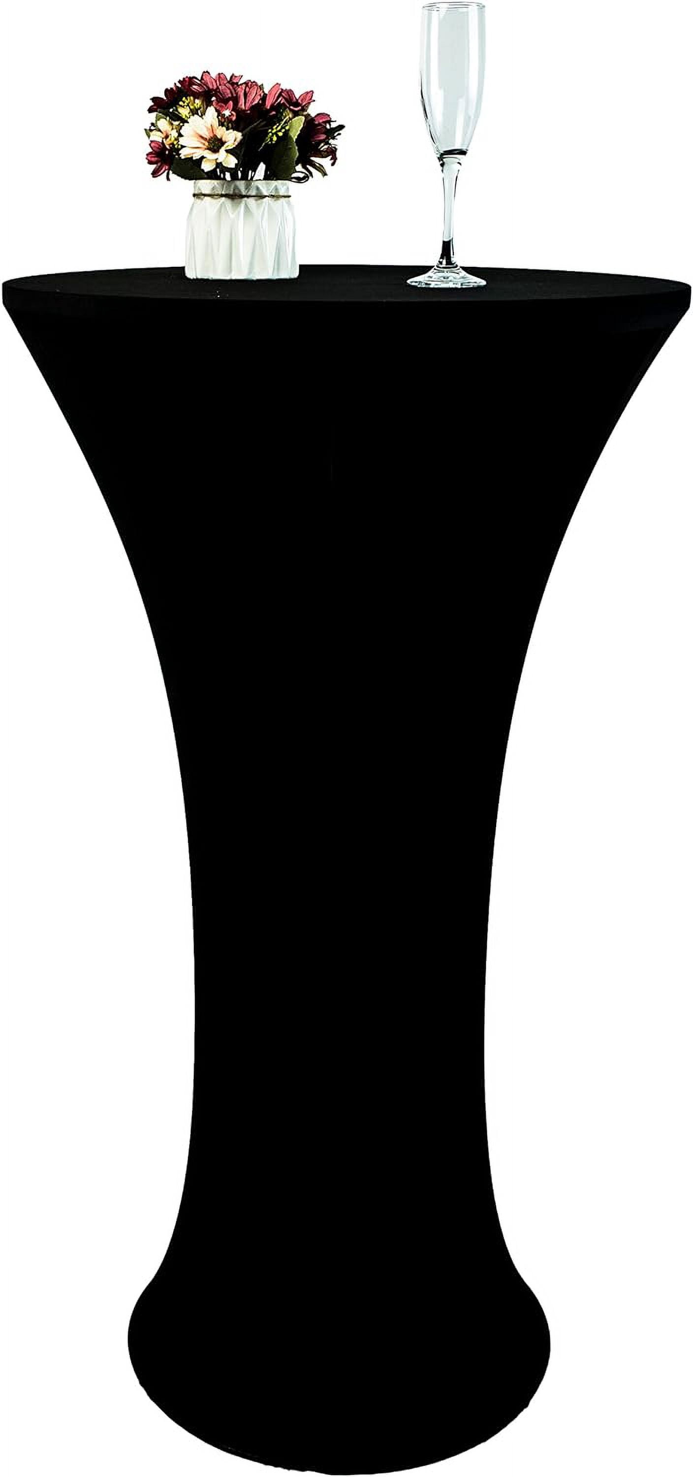 24x43 Inch Black Spandex Cocktail Table Cloth Fitted Round Bar Table ...