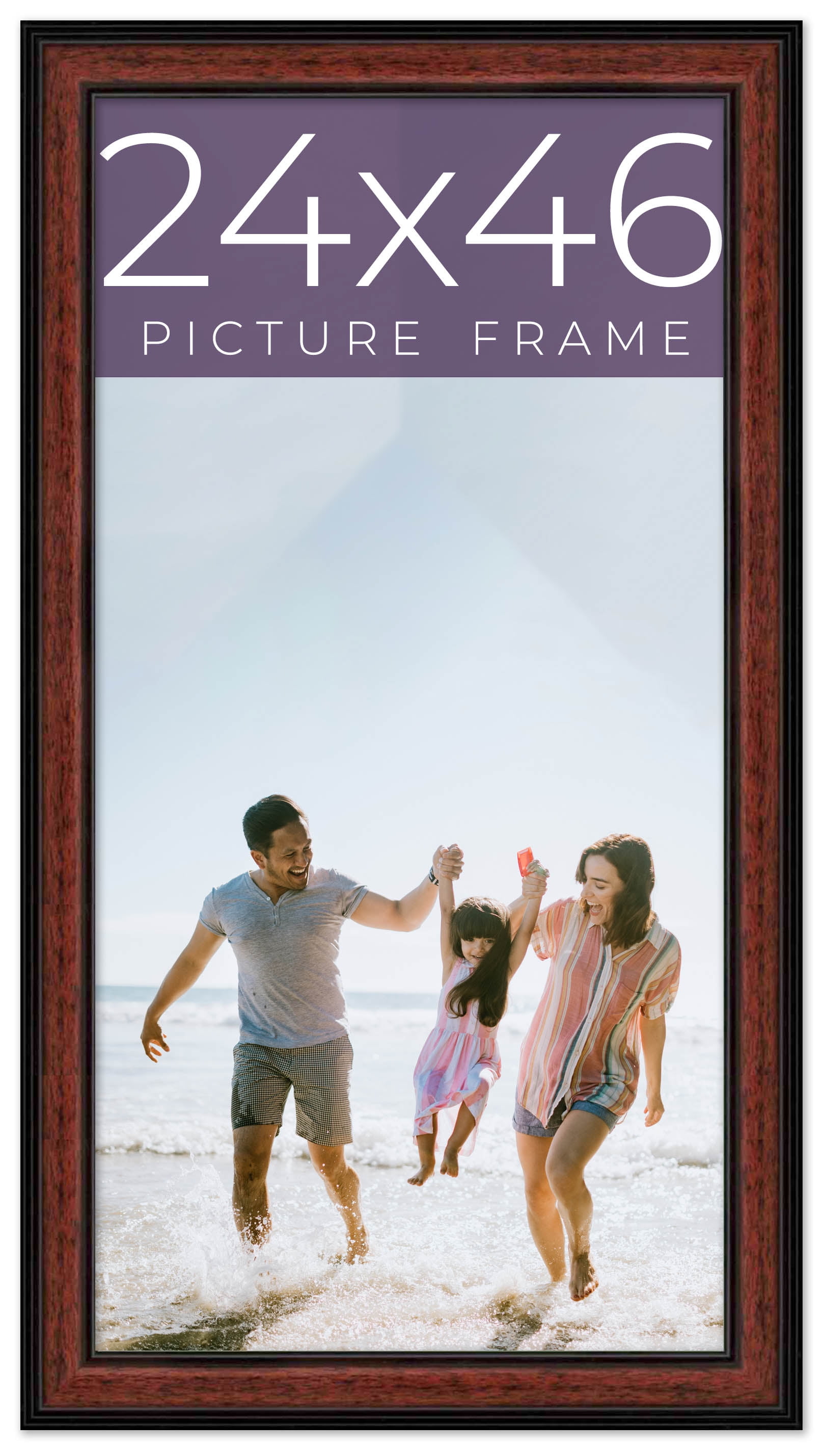 24x46 Frame Executive Brown Round Mahogany Finish Solid Wood Picture ...