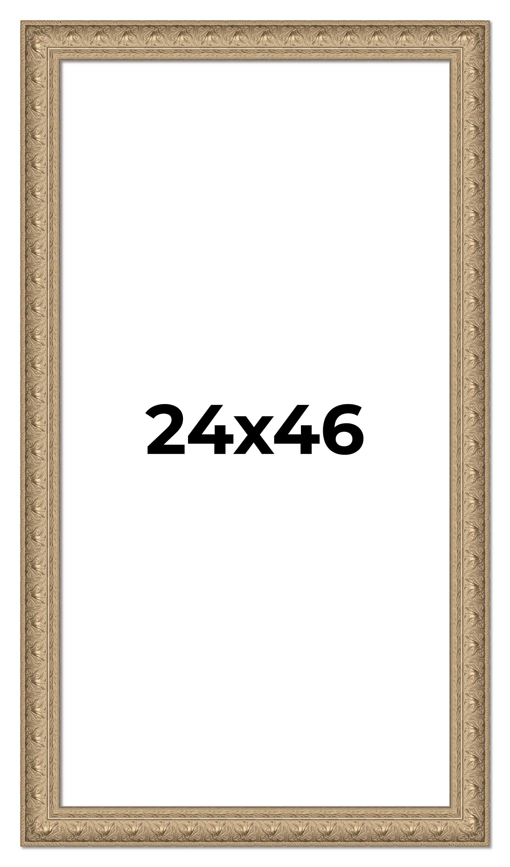 24x46 Frame Ornate Silver Beaded Solid Wood Picture Frame Width 2.5 ...