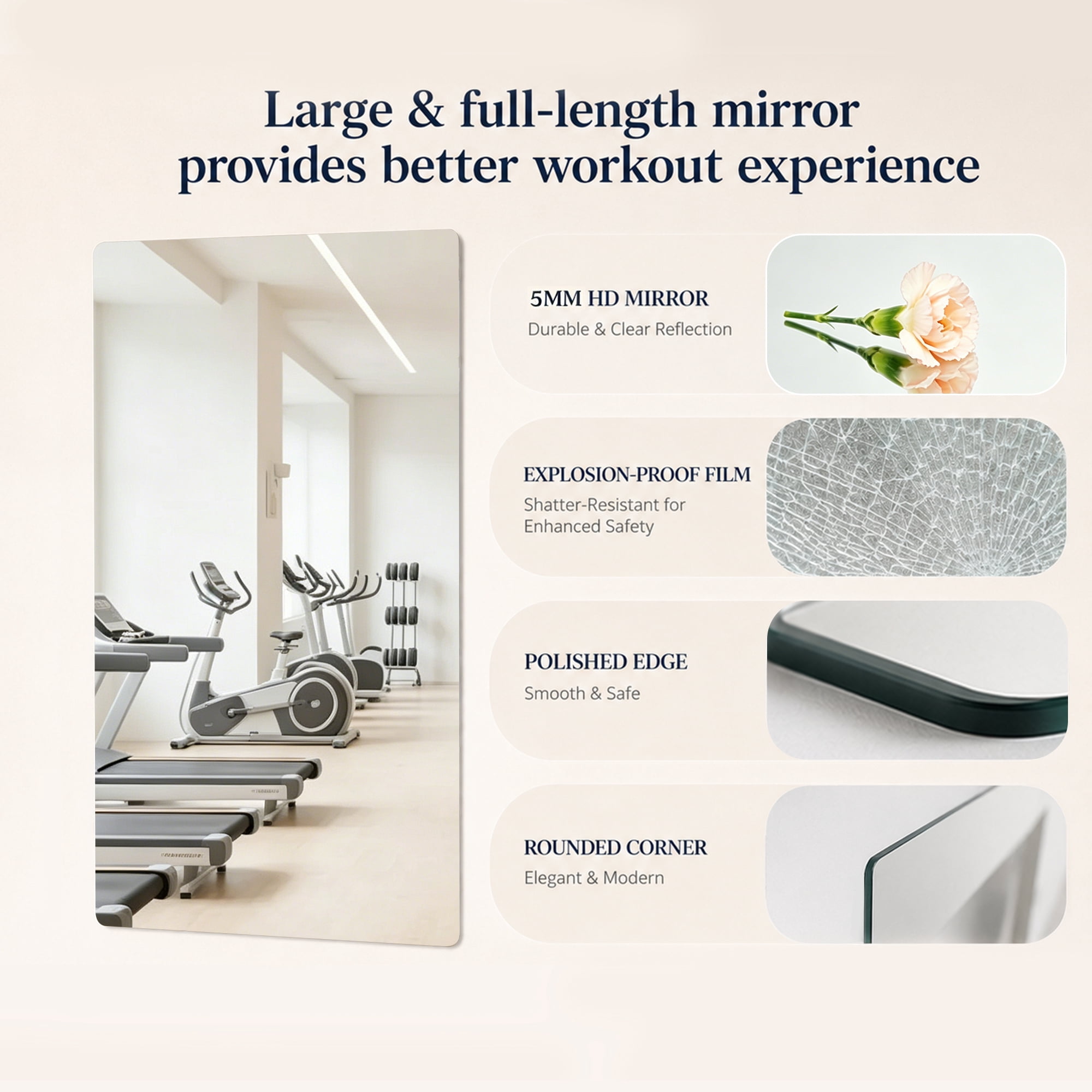 24x48 Inch -2pcs, Multi-purpose, Fitness, Areas, Yoga, Rooms, Dance ...